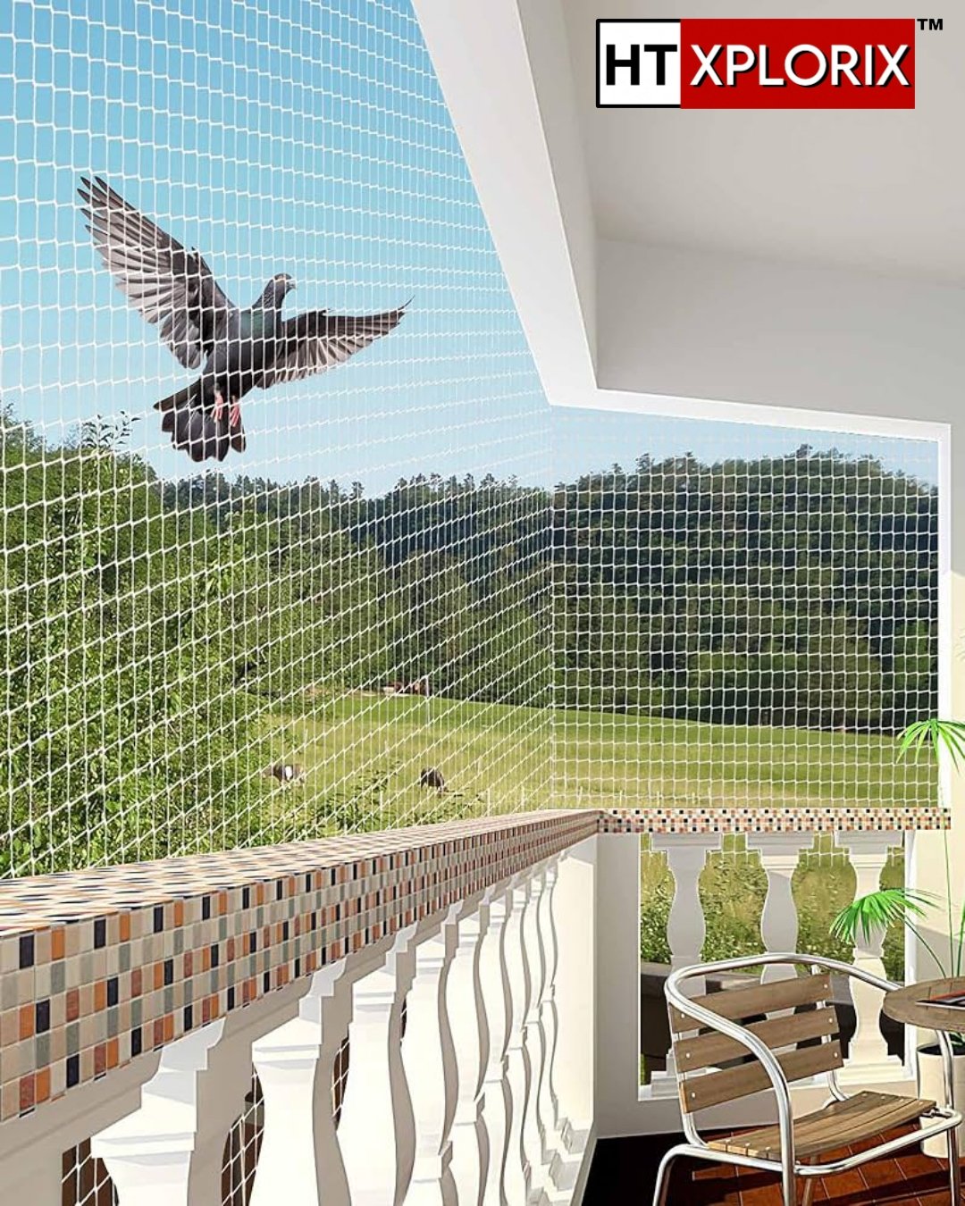 White Nylon Anti Bird Net for Balcony, Windows & Terrace | 25mm Mesh ...